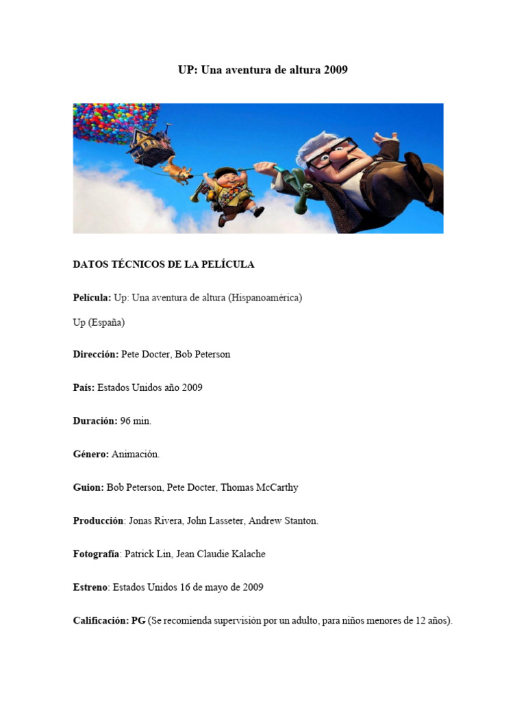 Analisis de La Peli UP | PDF