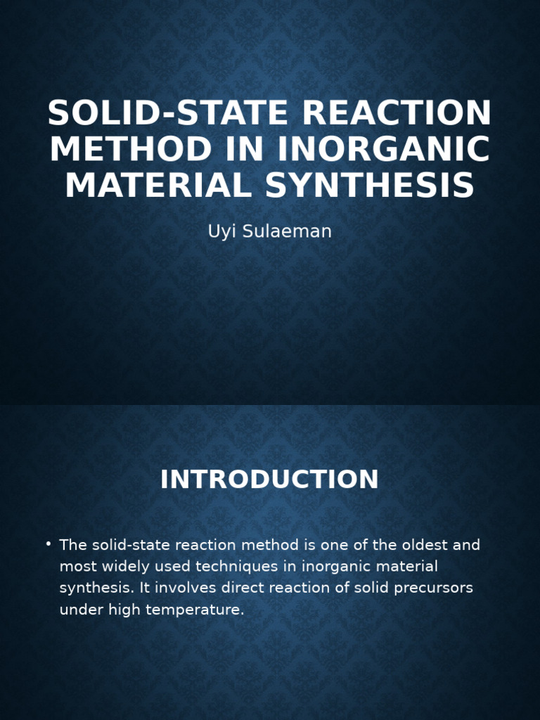 Solid-State Reaction in Inorganic Synthesis | PDF | Solid State ...