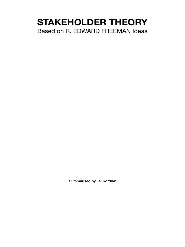 Stakeholder Theory | PDF | Shareholder Value | Stakeholder (Corporate)