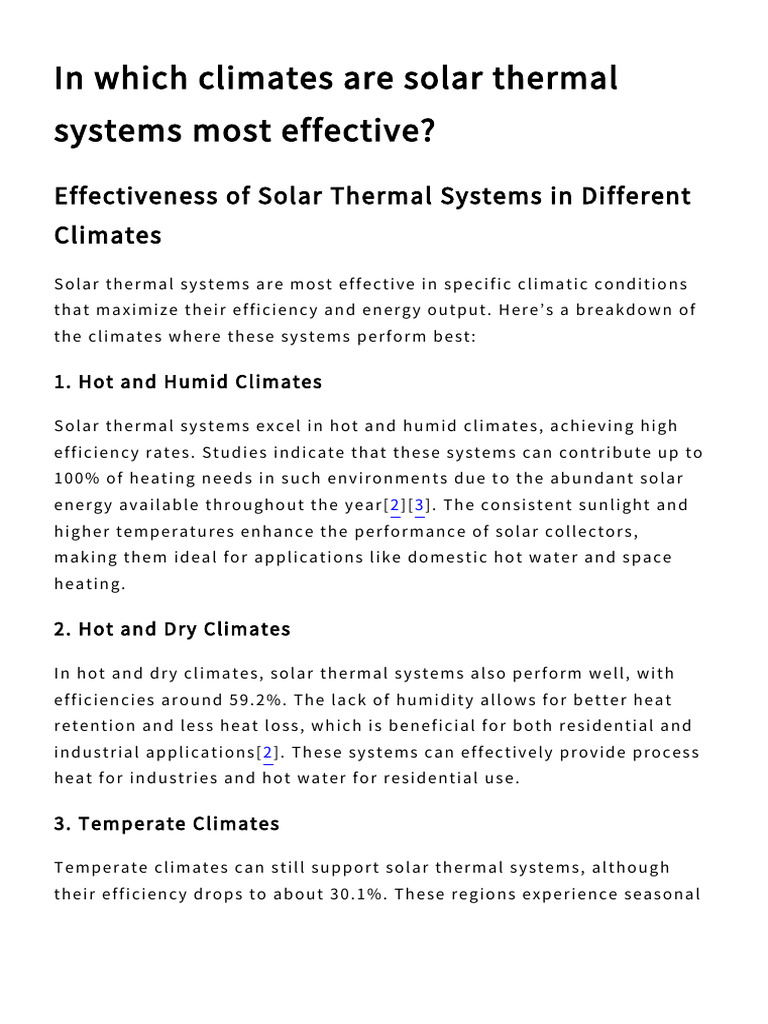 In Which Climates Are Solar Thermal Systems Most Effective | PDF ...