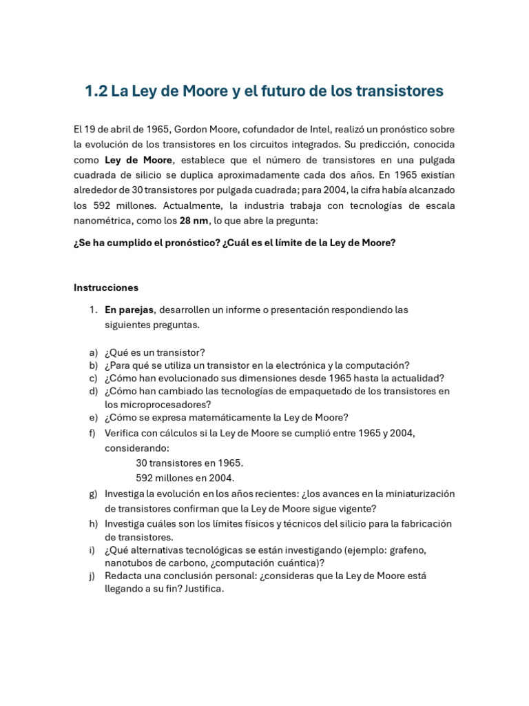 Futuro de los transistores y Ley de Moore | PDF