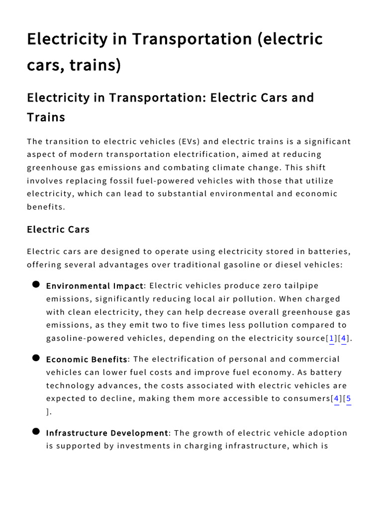 Electricity in Transportation (Electric Cars, Trains) | PDF | Electric ...
