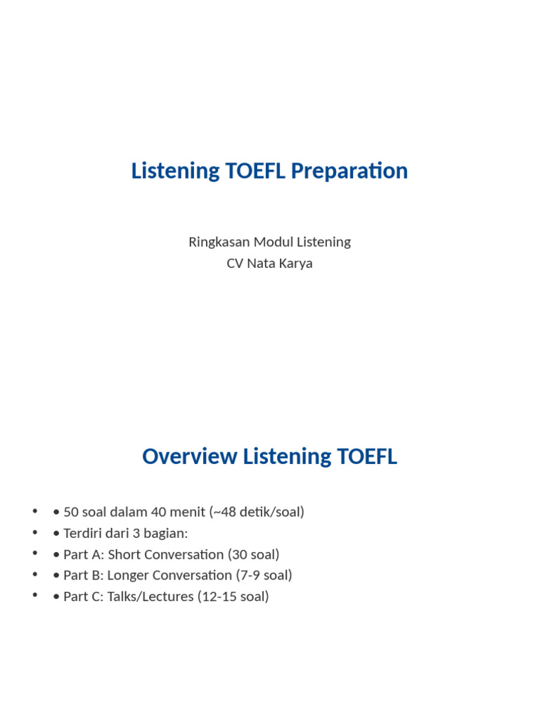 Modul Listening TOEFL Visual | PDF