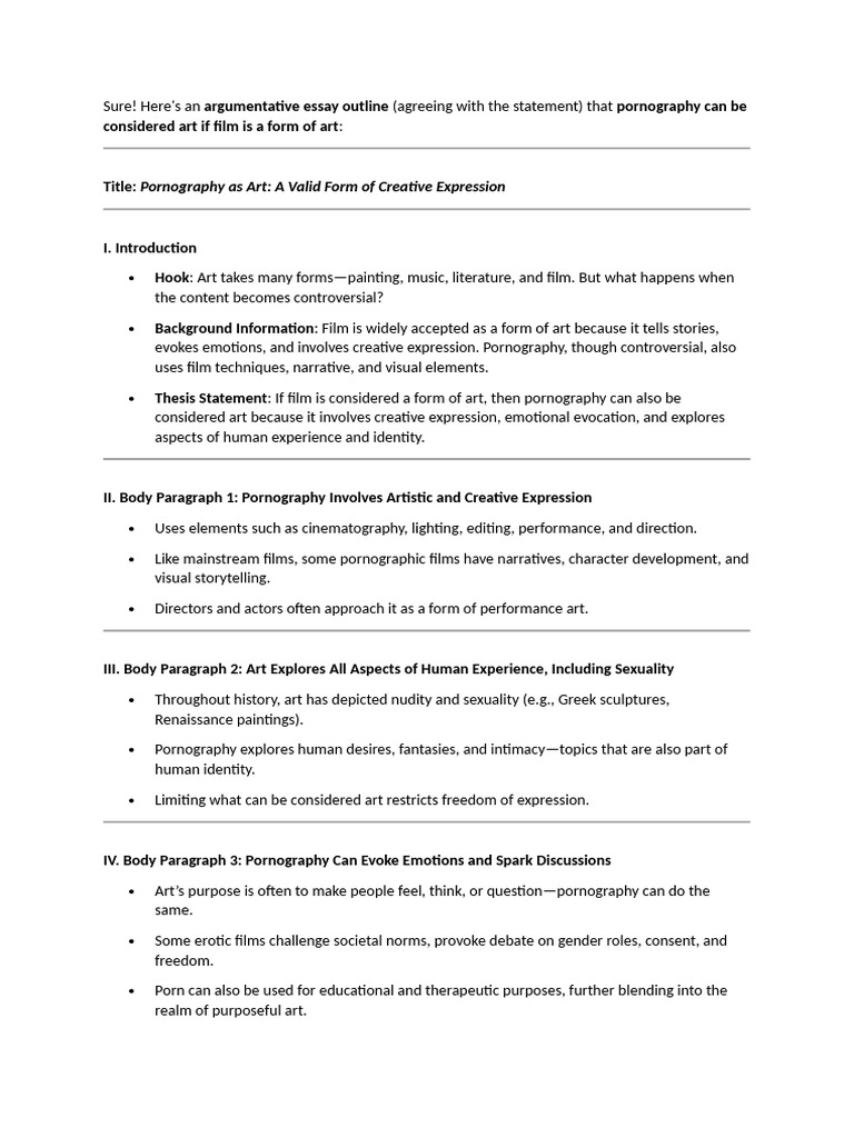 Argumentative Outline For Art App | PDF | Narrative | Essays