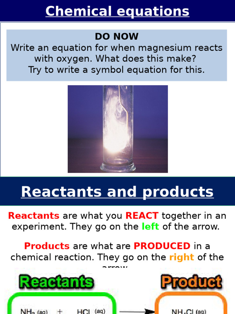IGCSE Chemistry Lesson 3 Chemical Equations | PDF