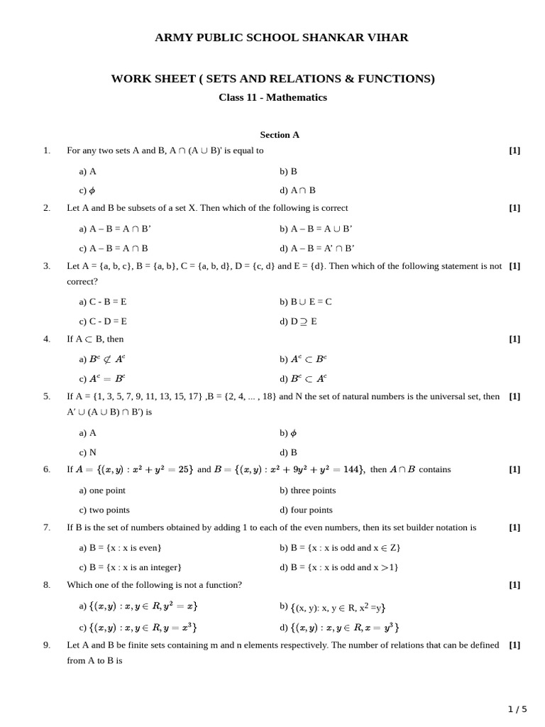 Worksheet Chap 1 & 2 | PDF | Function (Mathematics) | Discrete Mathematics