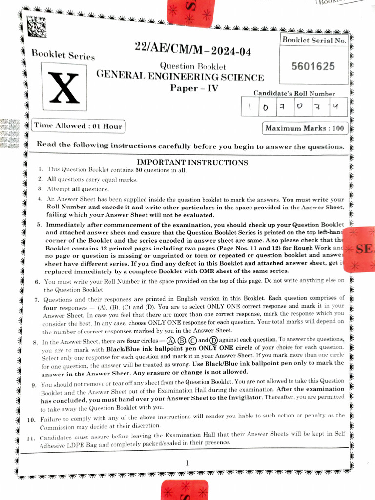 General Engineering Science Question Booklet | PDF | Heat Transfer | Heat