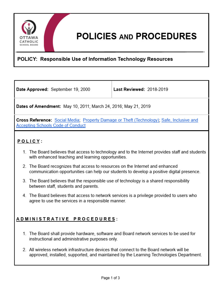 Responsible IT Resource Use Policy | PDF | Internet | Cyberspace
