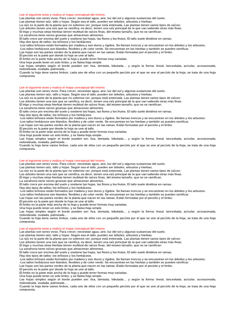 Ejercicio Mapa Conceptual | PDF | Hoja | Tallo de la planta