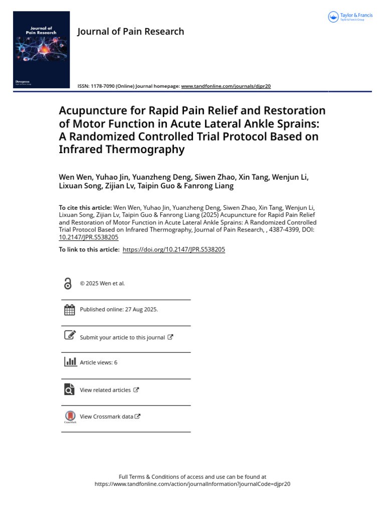 Acupuncture For Rapid Pain Relief and Restoration of Motor Function in ...