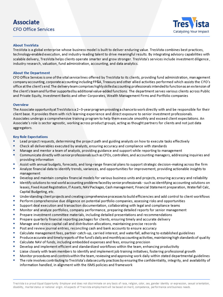 Associate Role in CFO Office Services | PDF | Financial Analyst | Budget