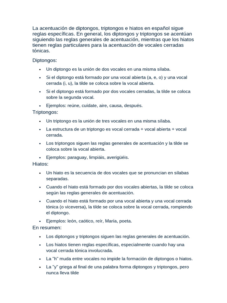 La Acentuación de Diptongos | PDF