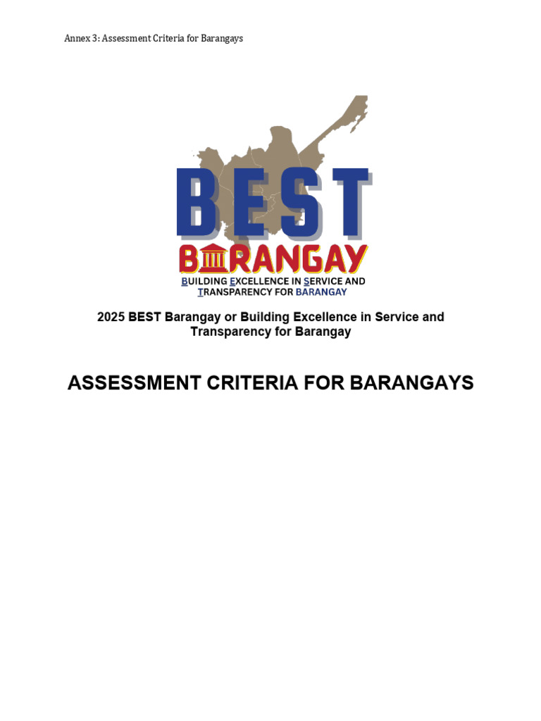 2025 BEST Barangay Assessment Criteria | PDF | Emergency Management