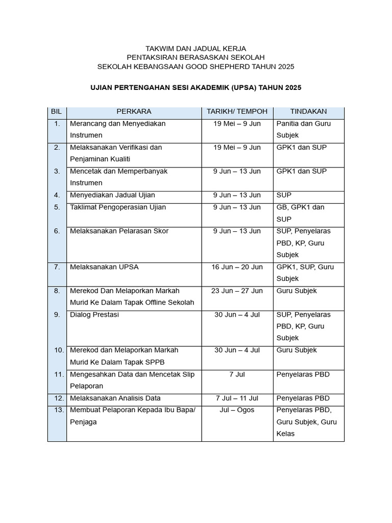 SKGS Takwim PBS 2025 | PDF