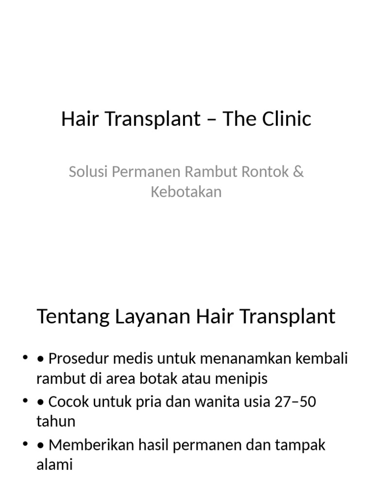 Produk Knowledge Hair Transplant The Clinic | PDF