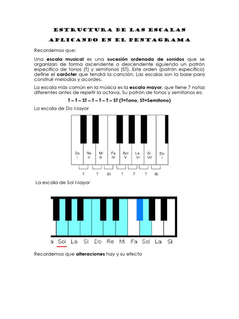 Estructura de Escalas en el Pentagrama | PDF | Escala (música) | Teoría ...
