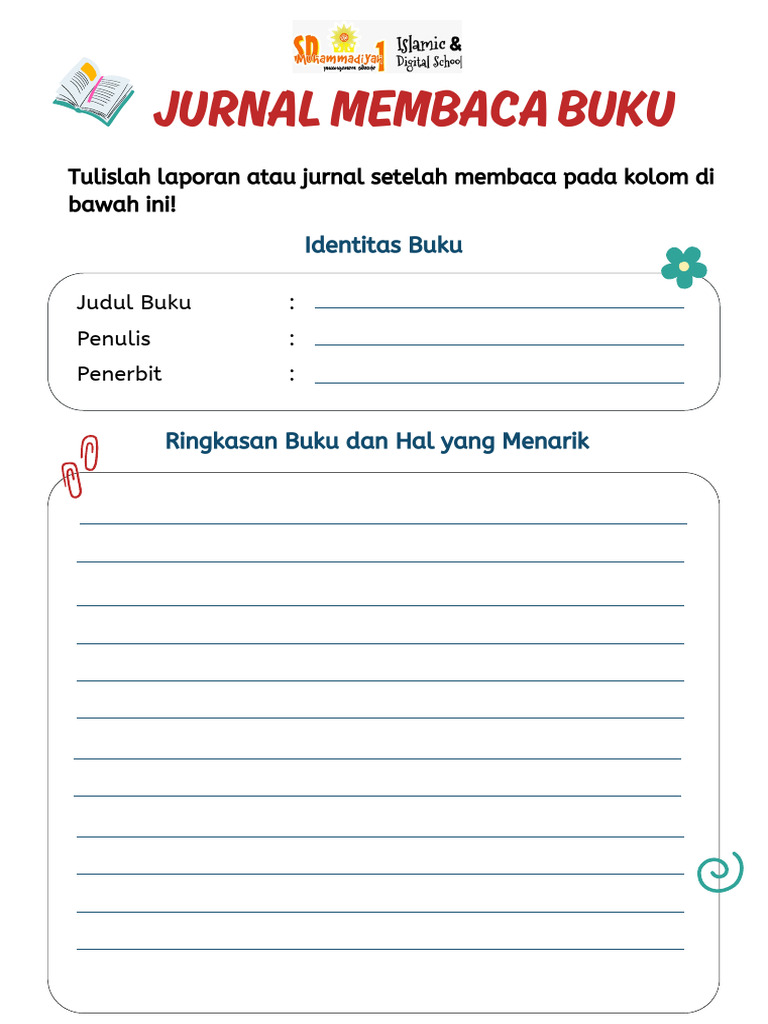 Jurnal Membaca Buku Lembar Kerja Biru Dan Putih Ilustrasi (3) | PDF