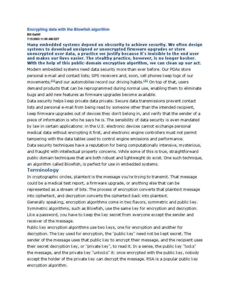 En Crypt Ing Data With The Blowfish Algorithm | Download Free PDF | Key ...