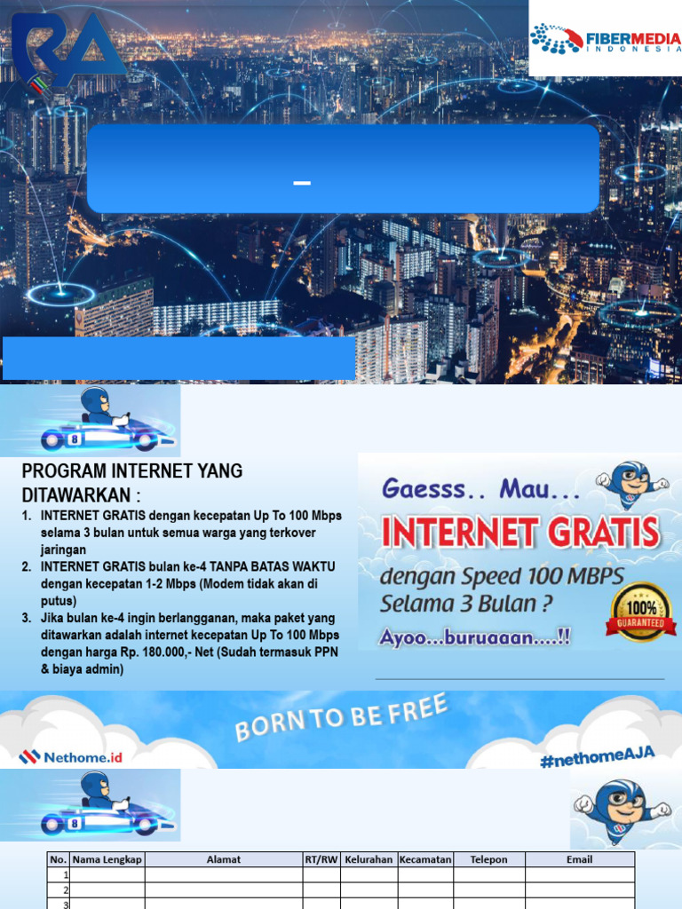 Paket Internet FTTH Gratis 100 Mbps | PDF