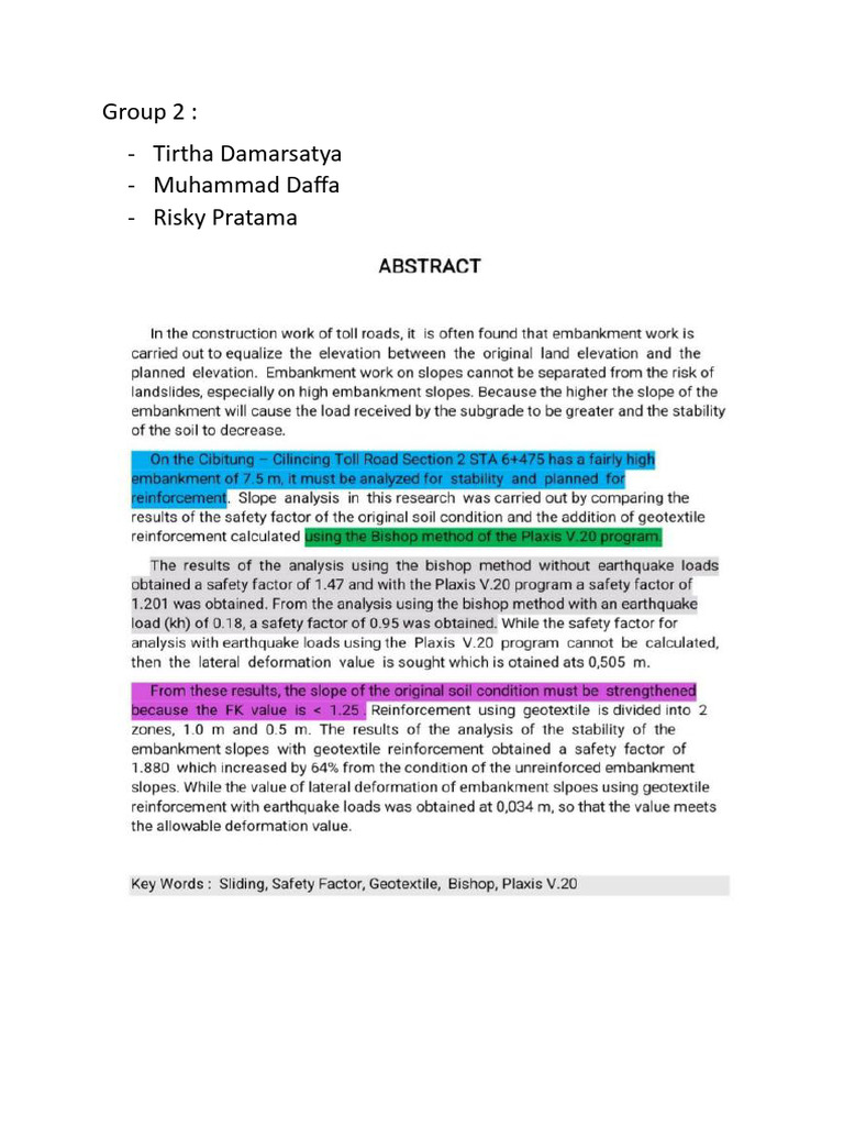 Slope Stability Analysis for Toll Road | PDF