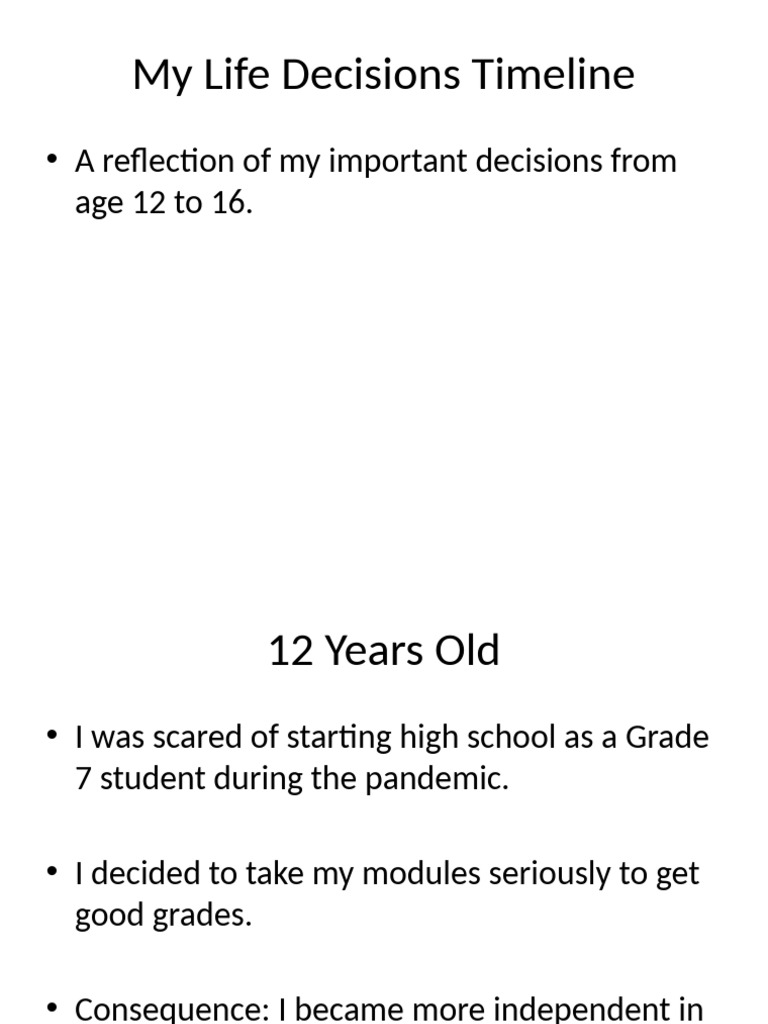Life Decisions Timeline | PDF