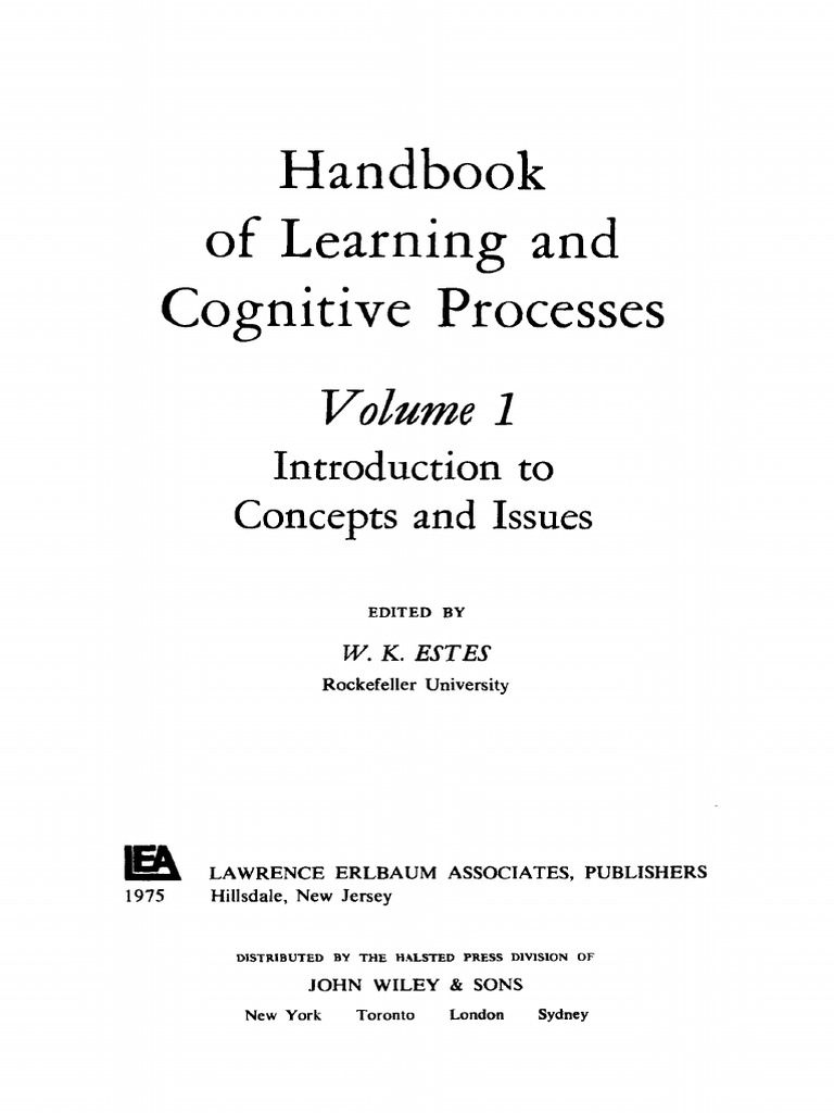 Learning and Cognitive Processes Handbook | PDF | Learning | Memory