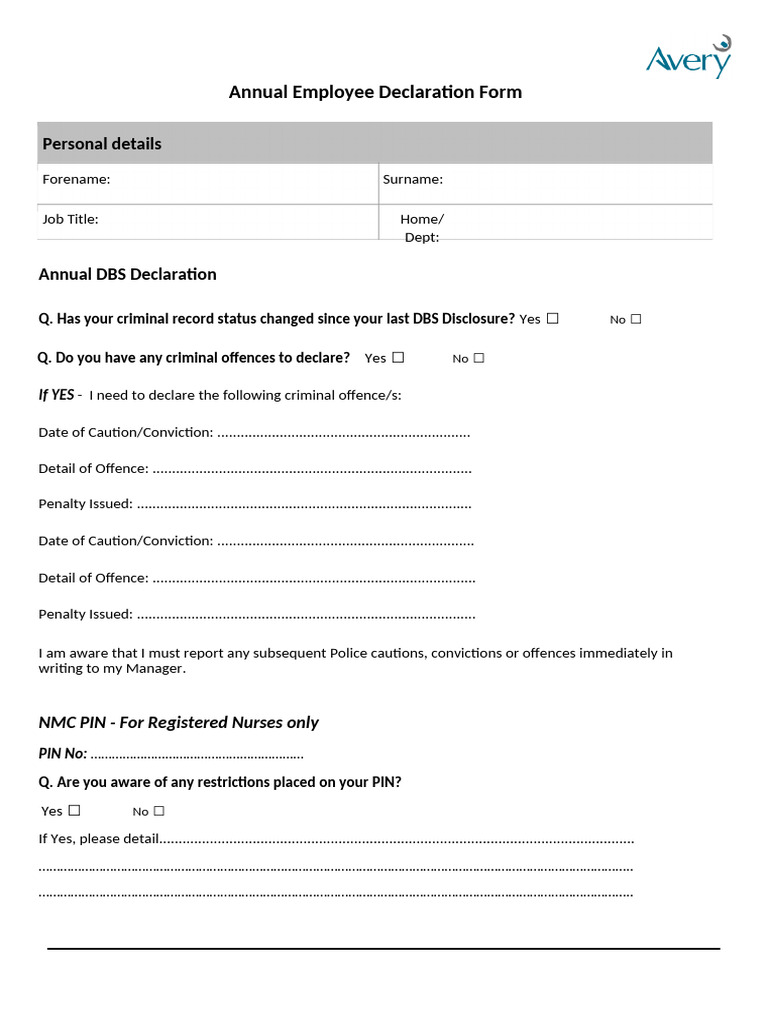 Annual Declaration Form July 2025 | PDF | Criminal Record | Justice