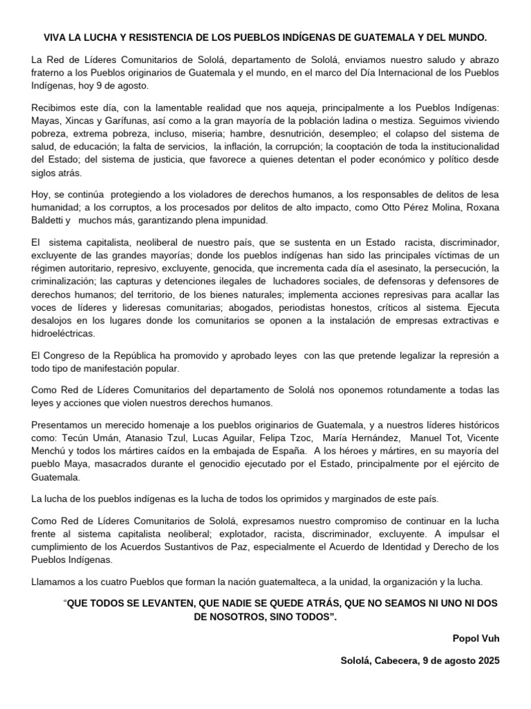 Red de Lideres Comunitarios de Sololá | PDF | Guatemala