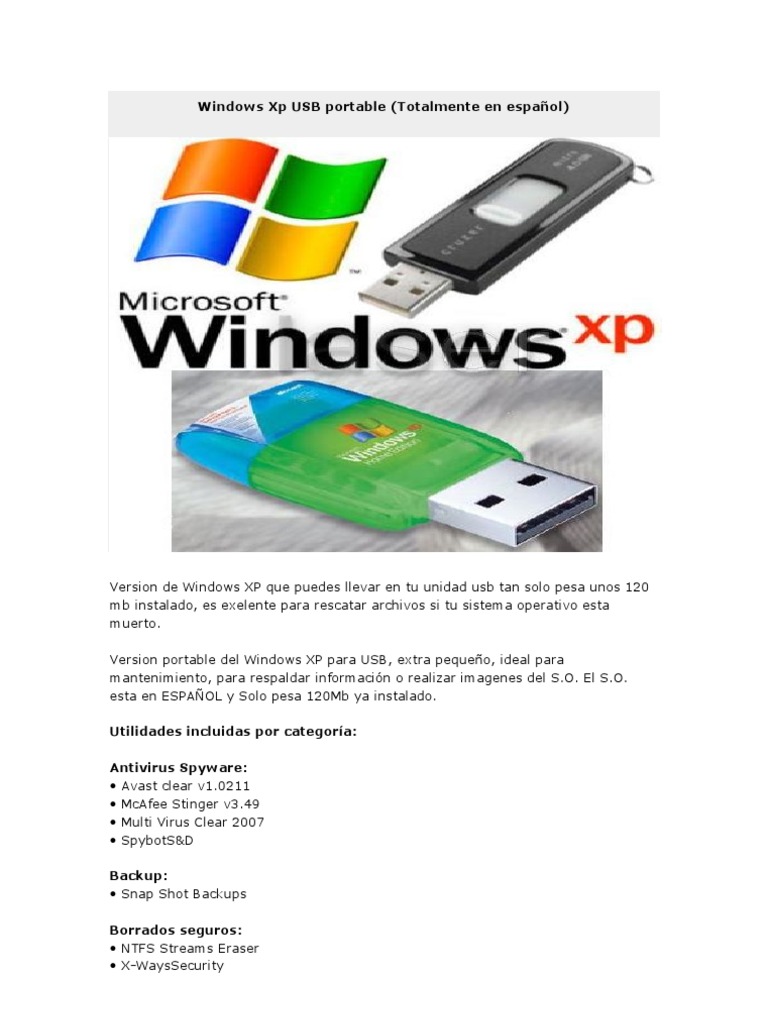 Windows XP Portable y Aplicaciones | PDF
