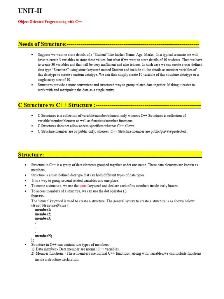 Unit II CPP | PDF | Parameter (Computer Programming) | Object Oriented Programming