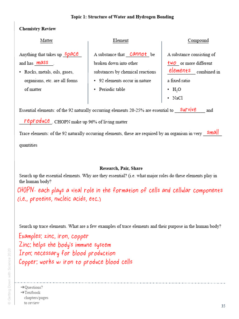 2025 Unit 1 Workbook KEY | PDF | Carbohydrates | Ion