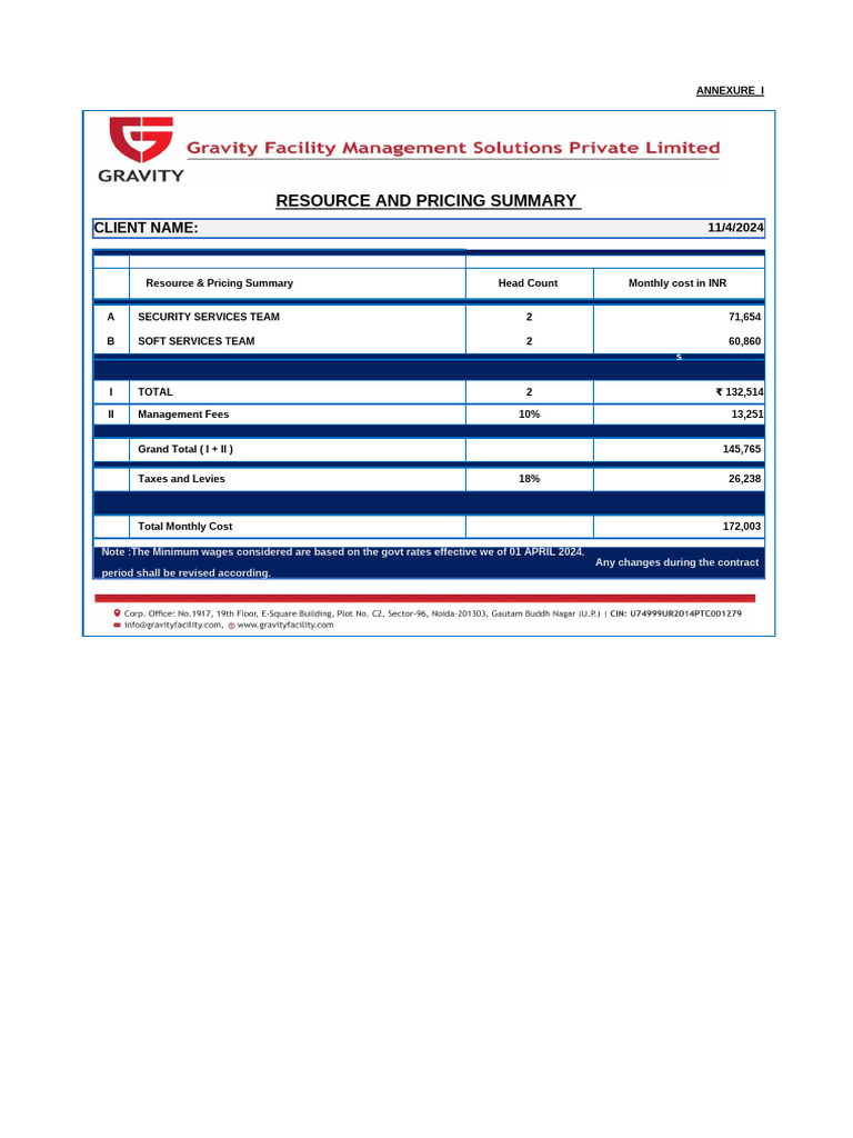Facility Management Cost Summary | PDF | Taxes | Business