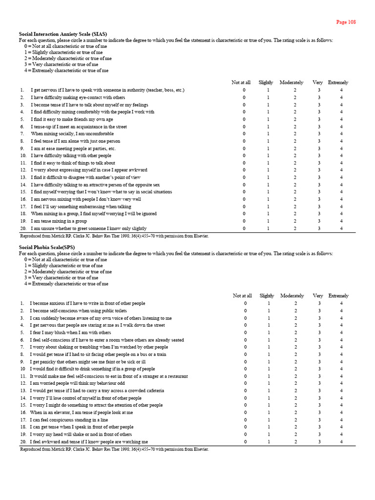 Social Interaction Anxiety Scale Guide | PDF | Anxiety