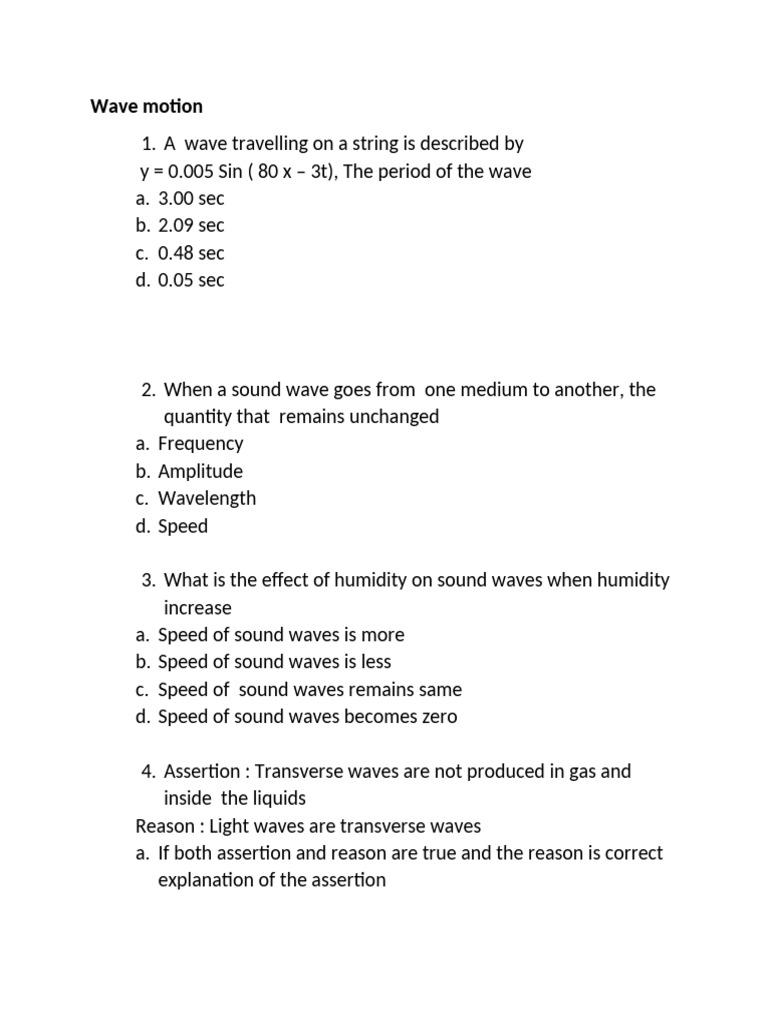 Wave Motion | PDF | Waves | Sound