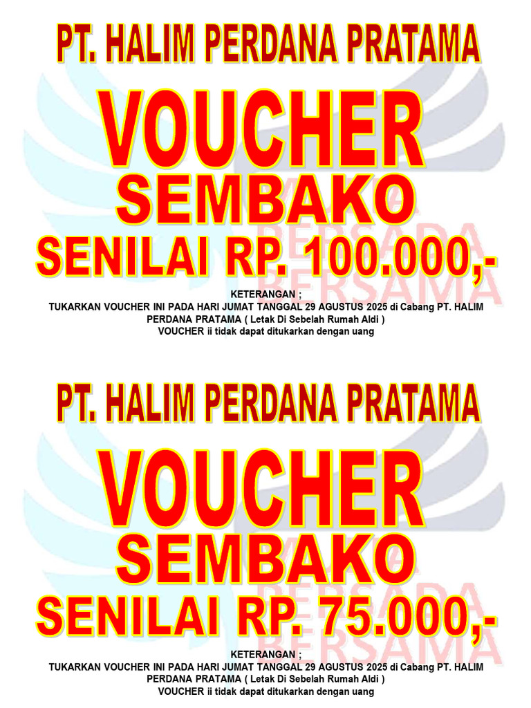 Tukar Voucher di PT Halim Perdana Pratama | PDF