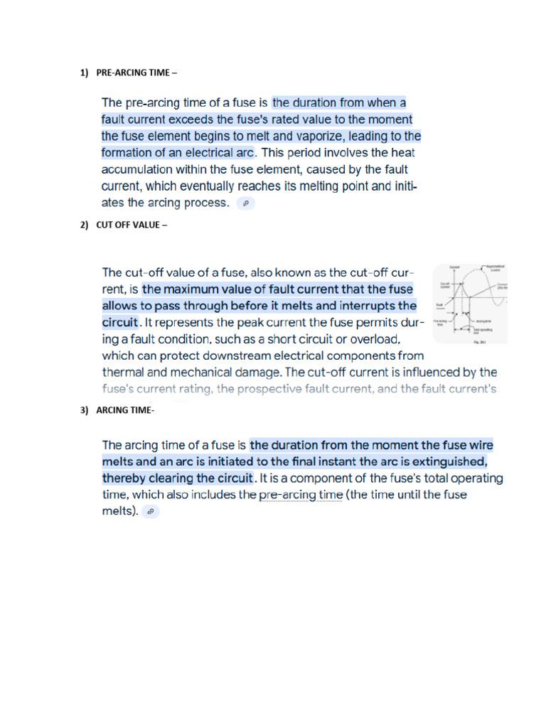 Terms Related To Arc Interruption Process of Fuse | PDF