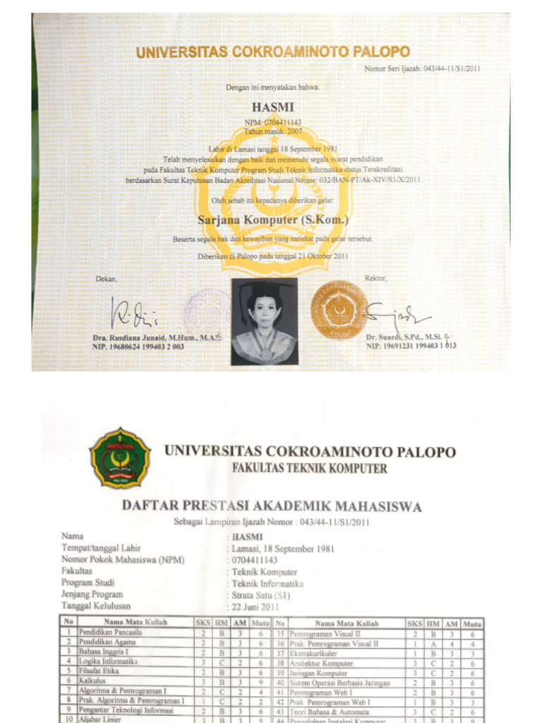 Ijazah S1 HASMI | PDF