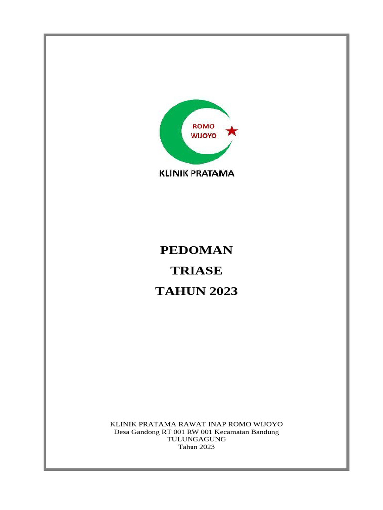 Pedoman Triase Klinik Pratama 2023 | PDF