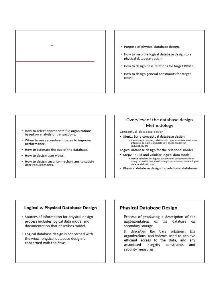 Lecture 7 - Physical Database Design | PDF | Databases | Database Design