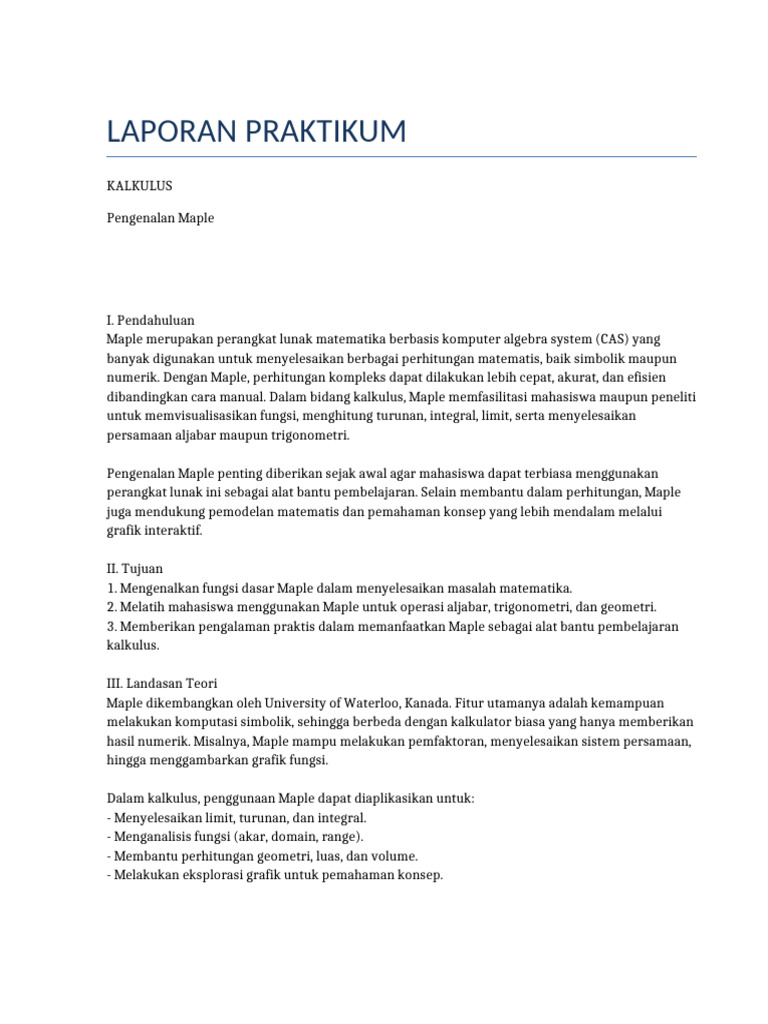 Laporan Praktek Maple | PDF
