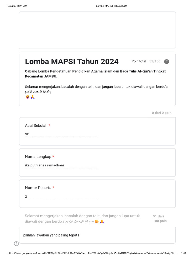 Lomba MAPSI 2024: Soal dan Panduan | PDF