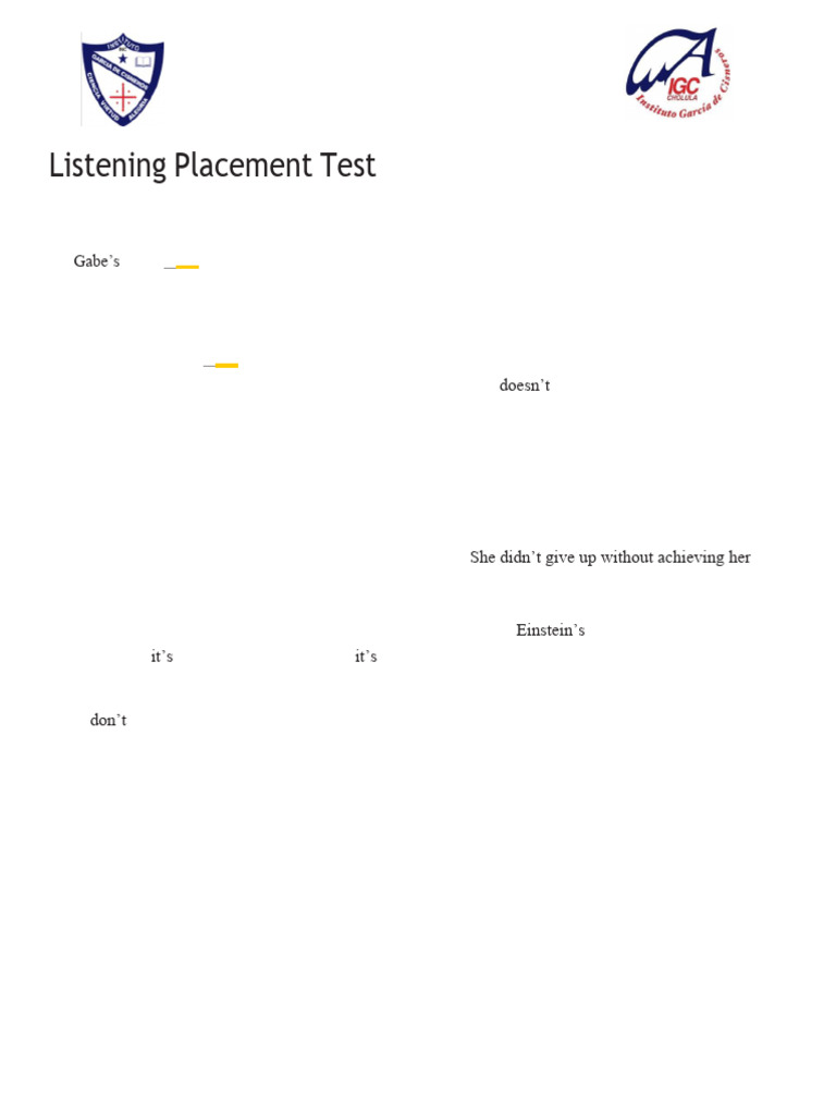 Listening Placement Test Guide | PDF