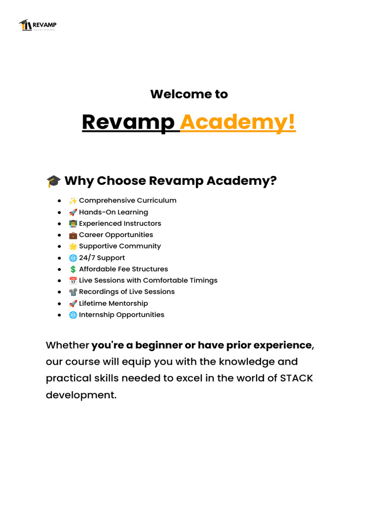 MERN Stack Training at Revamp Academy | PDF | Websites | Html