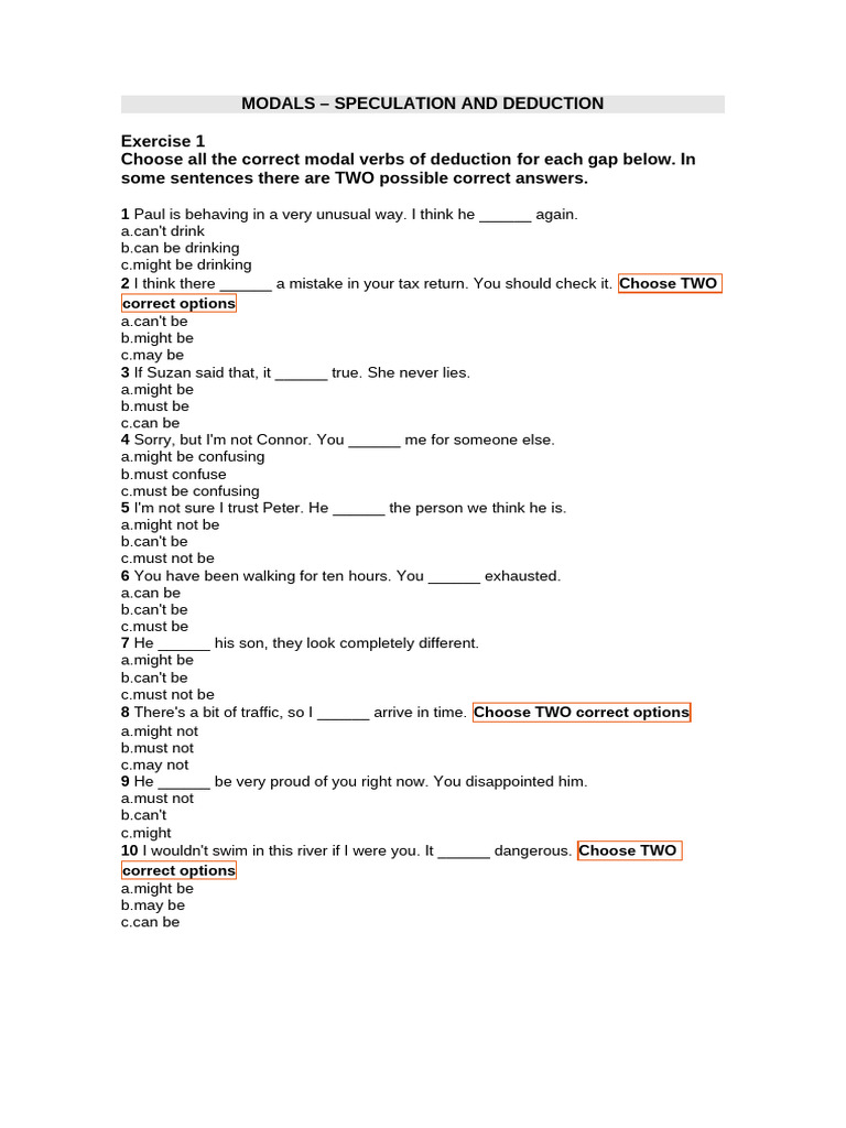Modals of Deduction Exercises with Answers | PDF