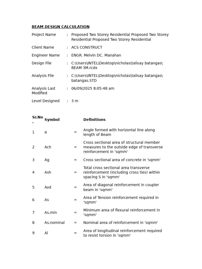 BEAM DESIGN CALCULATION - 3m | PDF | Beam (Structure) | Mechanics