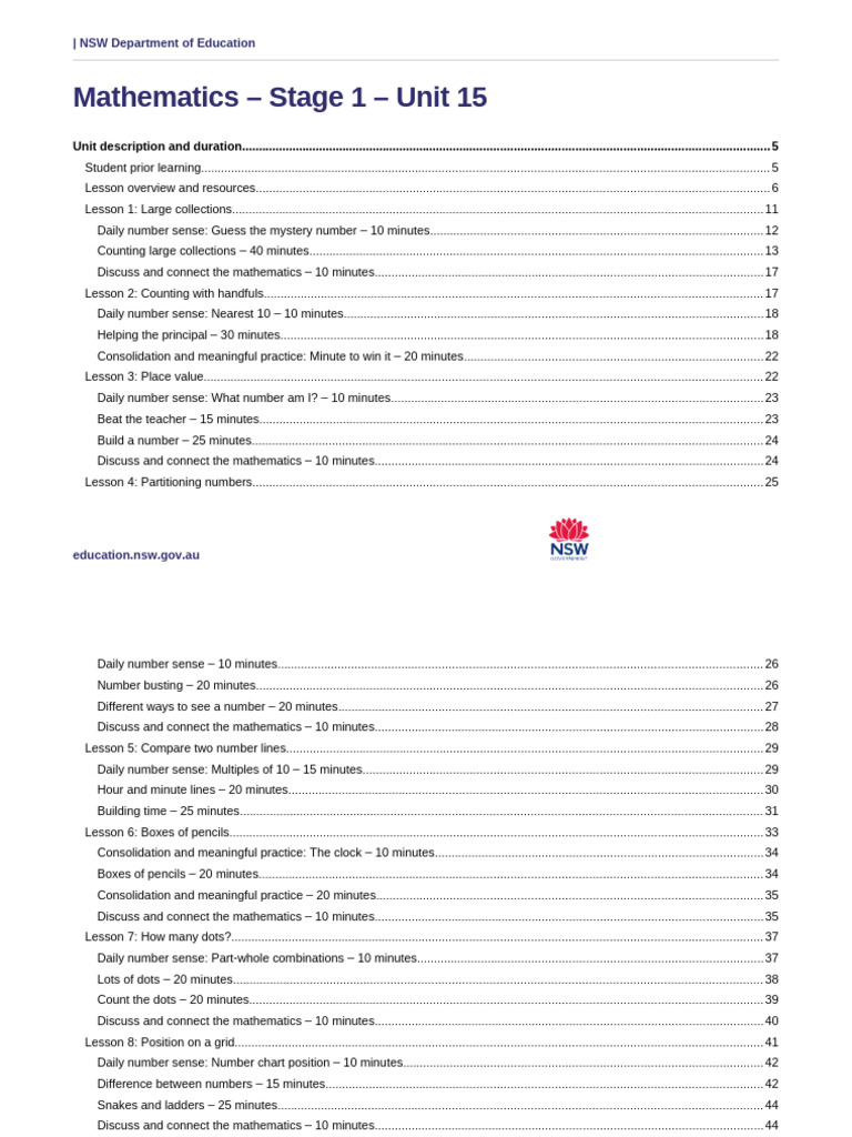 Stage 1 Mathematics Unit 15 Overview | PDF | Numbers | Knowledge