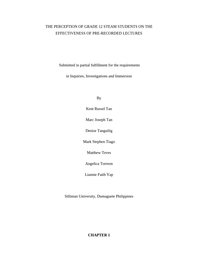Grade 12 Students' Views on Pre-Recorded Lectures | PDF | Hypothesis ...