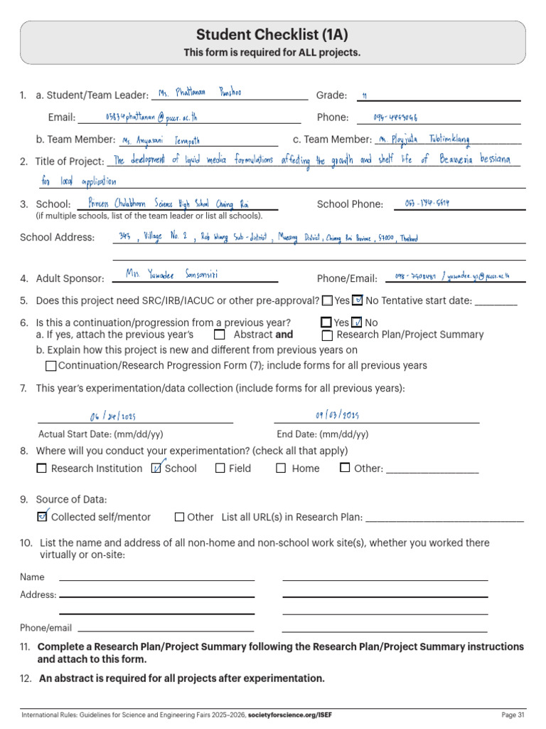 1A Student Checklist Research Plan Instructions 2026 3 | PDF ...