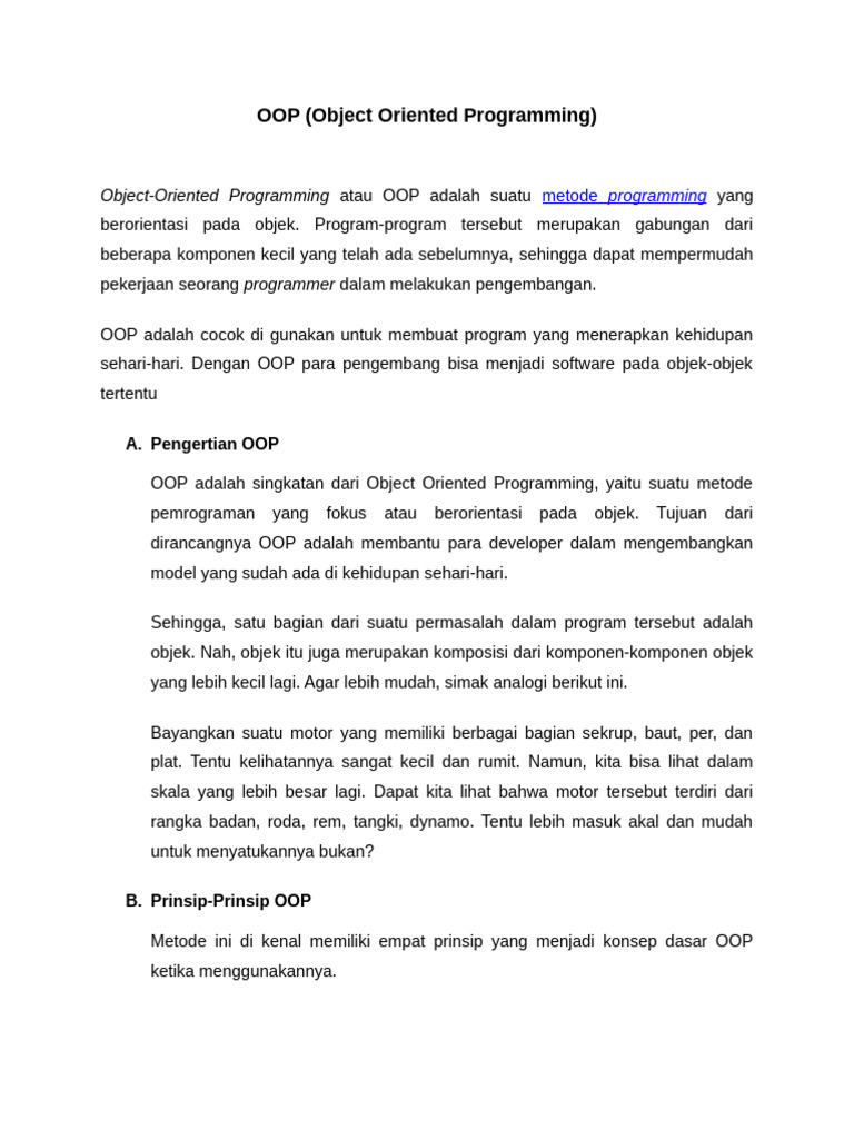 Pengertian OOP Dan Prinsip OOP | PDF