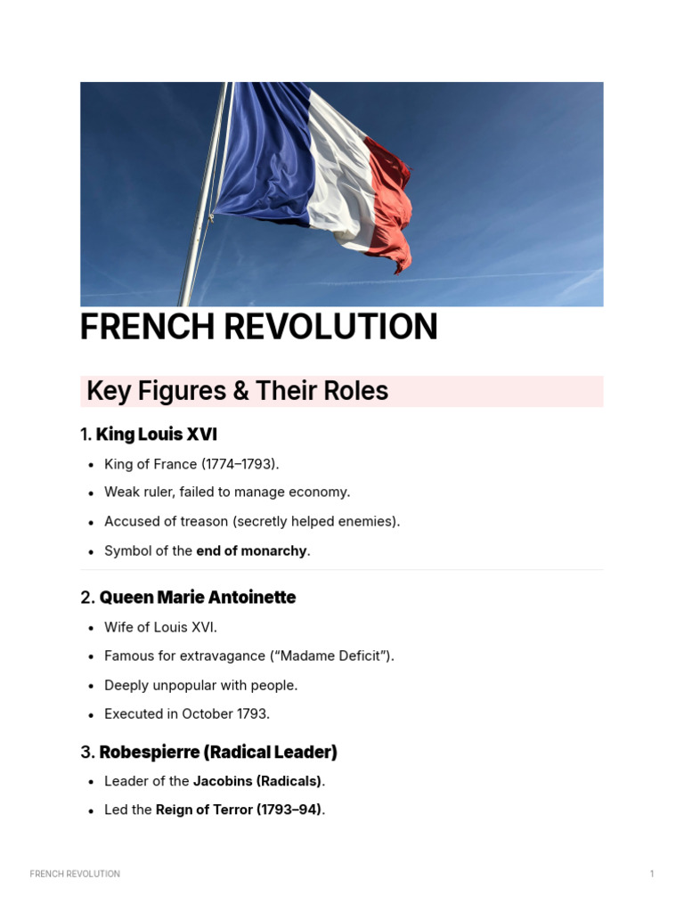 Key Figures of the French Revolution | PDF | French Revolution | Napoleon